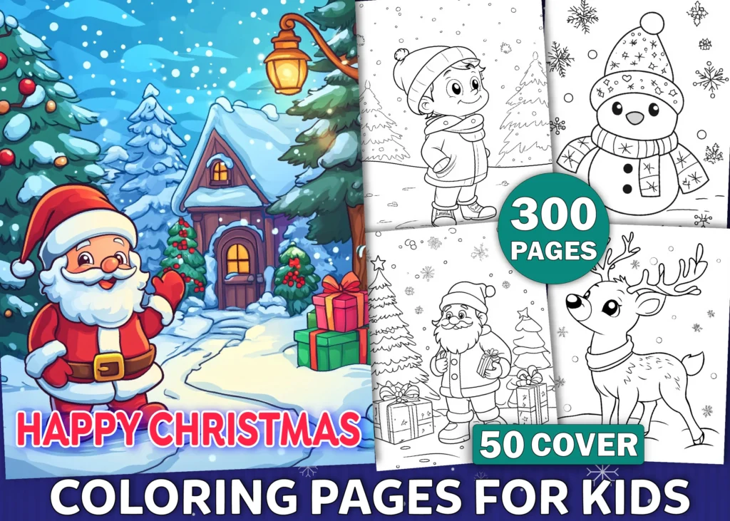 300 Happy Christmas Coloring Pages - Zenlium – Digital Planners ...